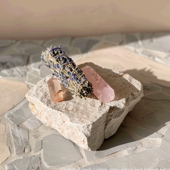 The Powerhouse Trio: Citrine, Rose Quartz, and White Sage with Lavende ...